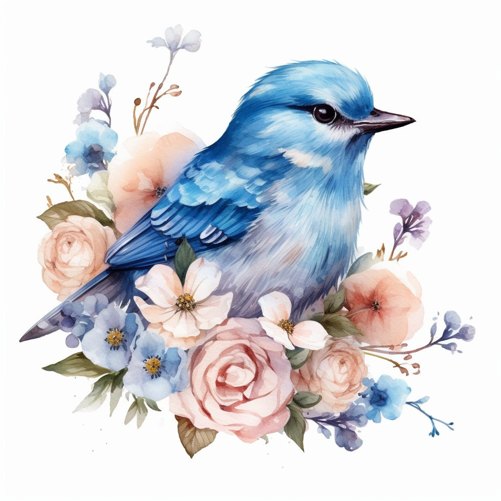Blue Bird Watercolor Clipart 10 High Quality PNG Card - Etsy