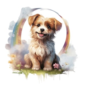 Dog Rainbow Watercolor Clipart, 10 JPG Pet Loss Clipart, Dog Heaven ...