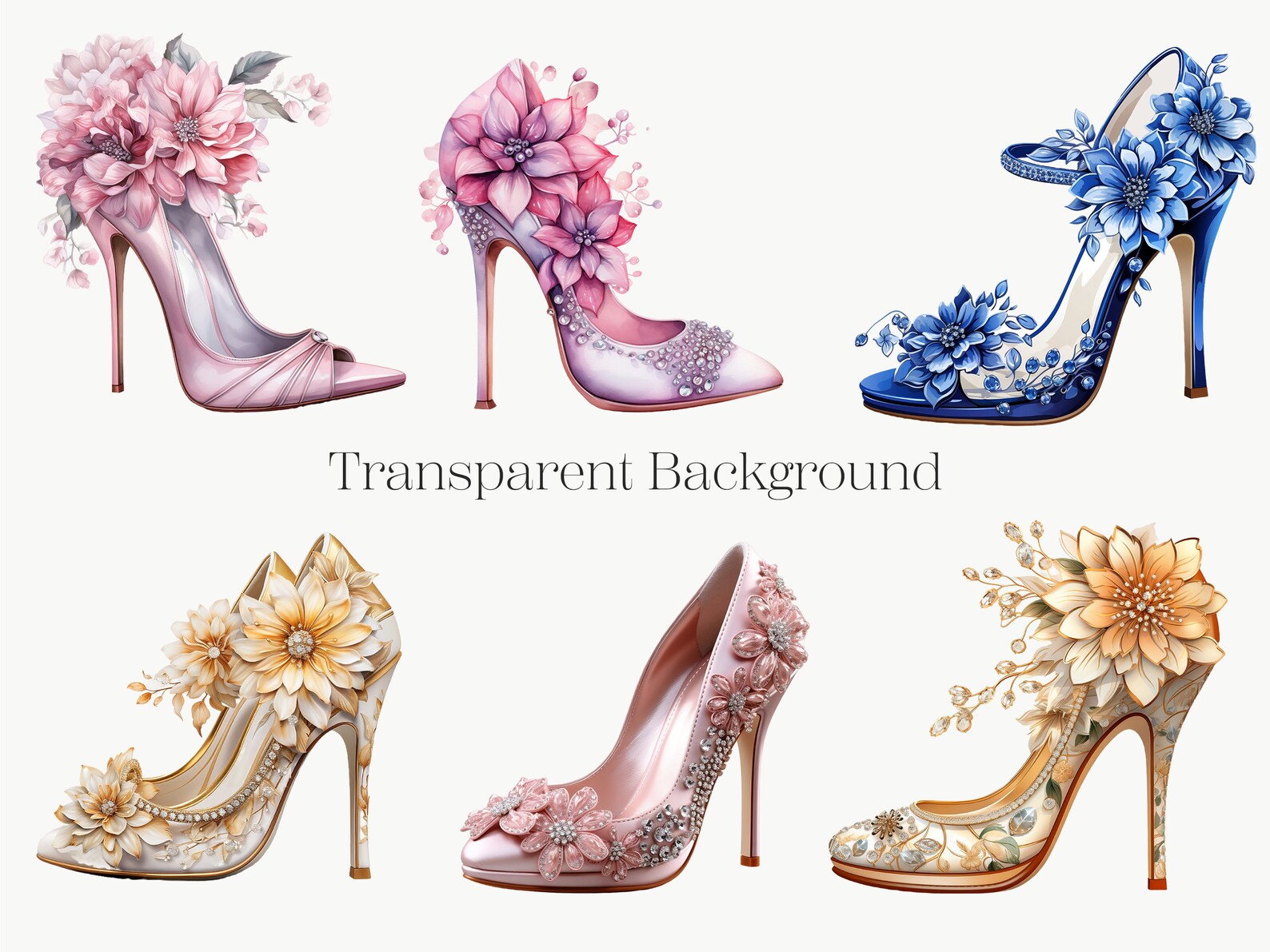 Floral Prom Shoes Clipart 10 PNG High Heels Clipart Floral Shoes ...