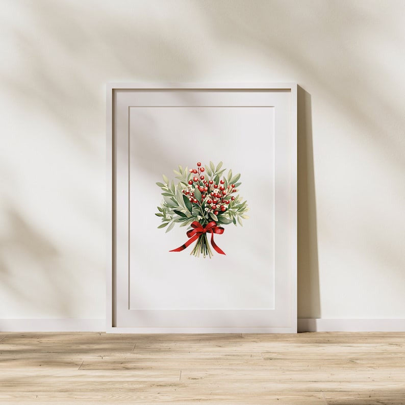 Mistletoe Clipart 10 PNG Watercolor Christmas Flower - Etsy