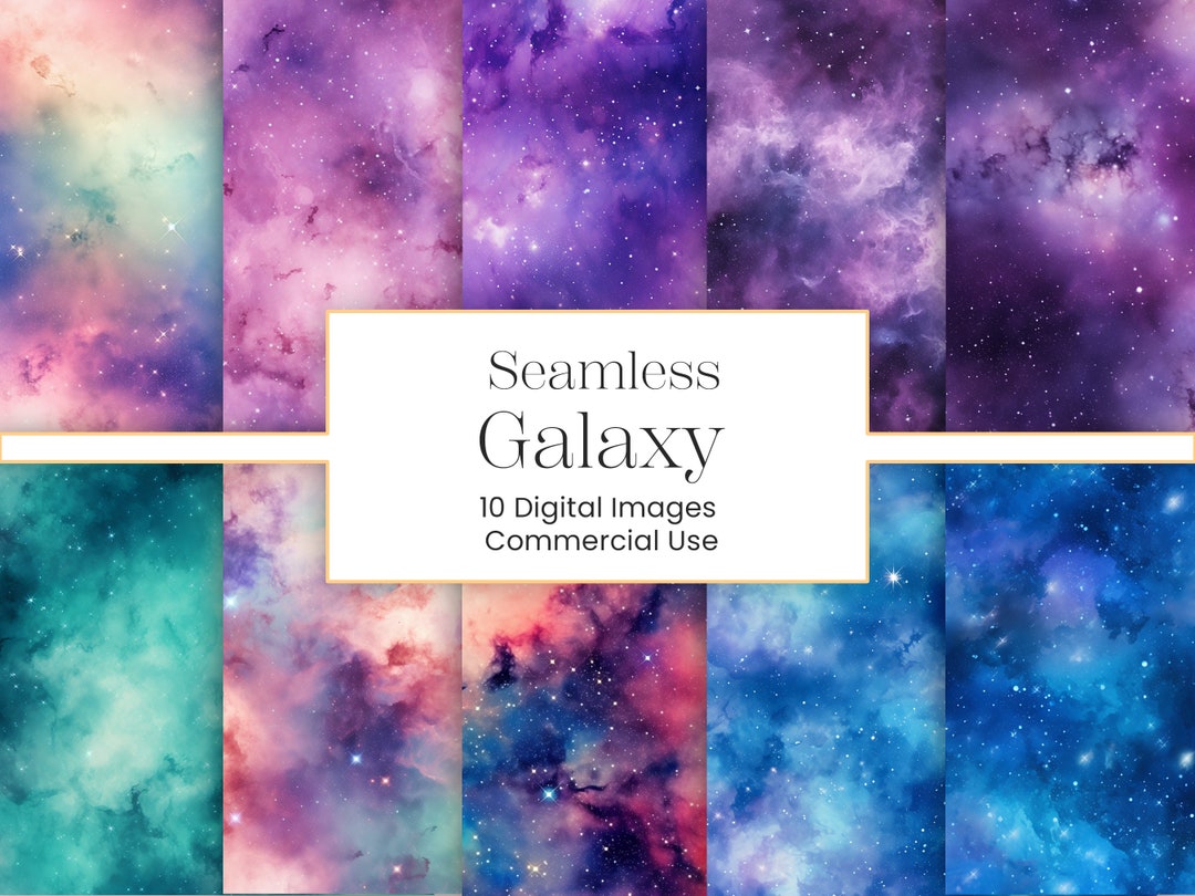 Galaxy Digital Paper | 10 JPG | Seamless Painted Galaxy Watercolor ...