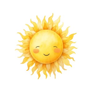 Watercolor Sun, Moon, Cloud Clipart | 10 JPG | Watercolor Weather Clip ...