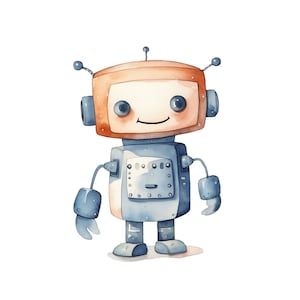 Watercolor Robots Clipart | 10 JPG | Cute Robots Clip Art, Boys Clipart ...