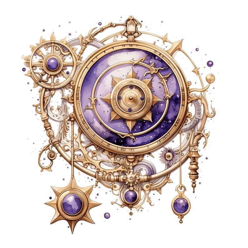 Watercolor Astrolabes Clipart 10 JPG Magical Fantasy Celestial JPG ...