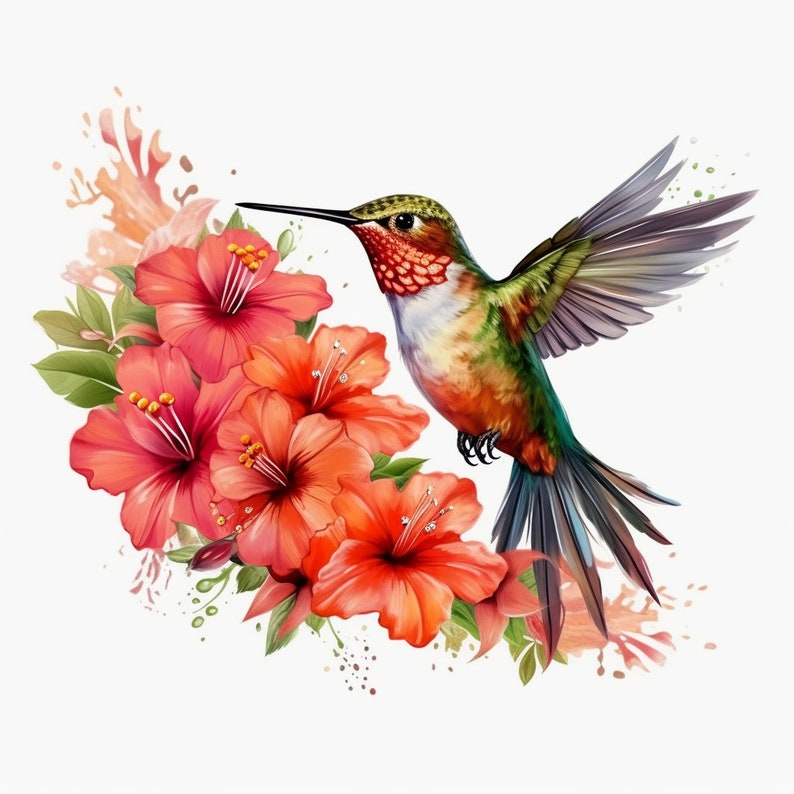 Hummingbird Watercolor Clipart Collection 12 Transparent PNG - Etsy