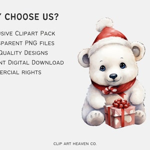 Christmas Polar Bear Winter | 10 PNG | Cute Polar Bear Clipart ...
