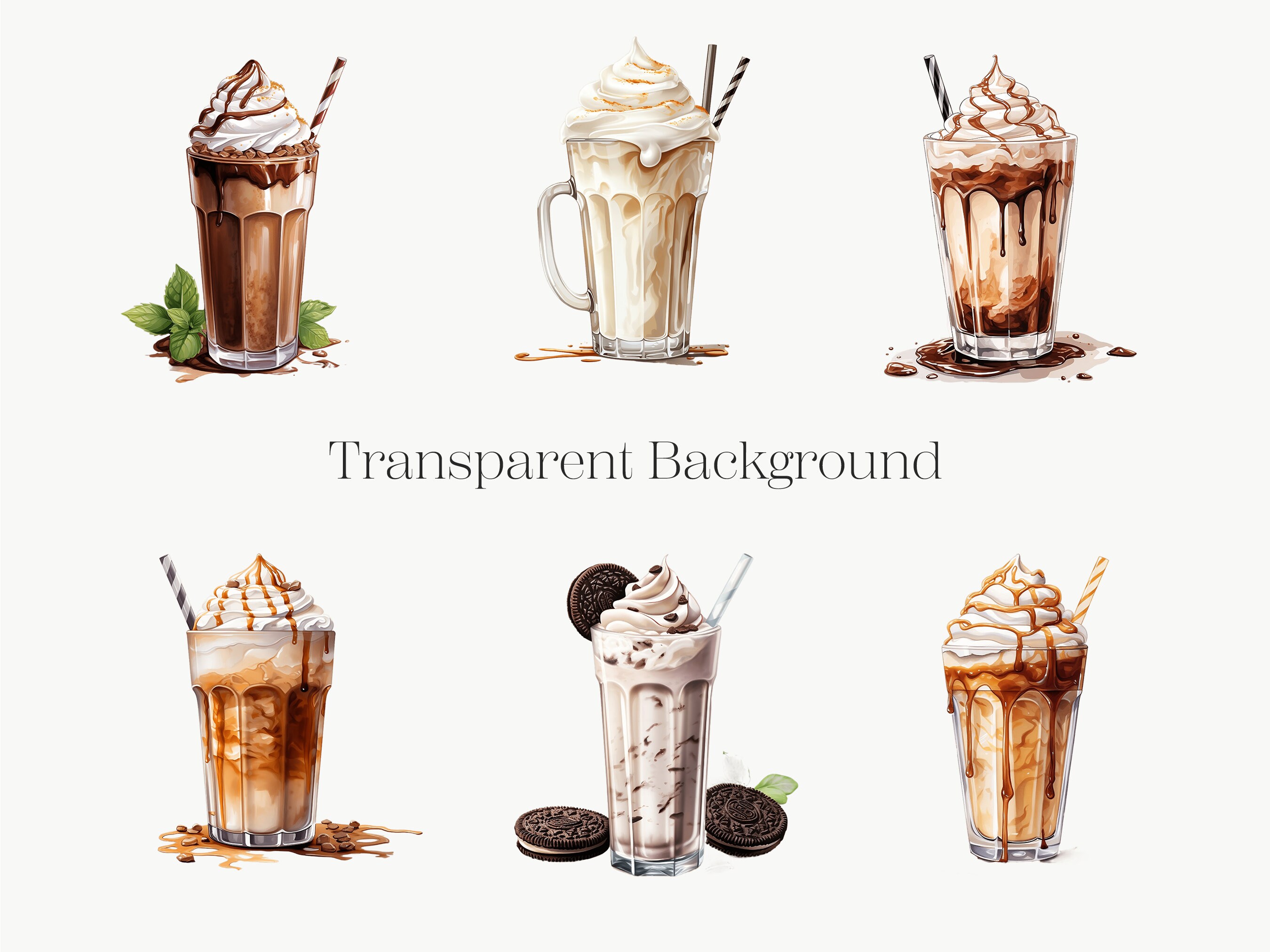 Watercolor Milkshake Clipart: Summer Drink PNG Graphics (digital ...