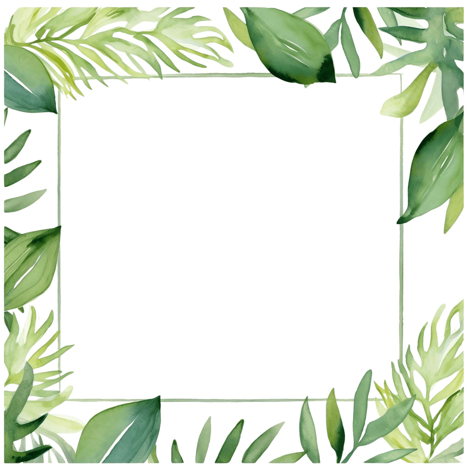 Watercolor Greenery Frames: Botanical Leaf Clipart (digital Download ...