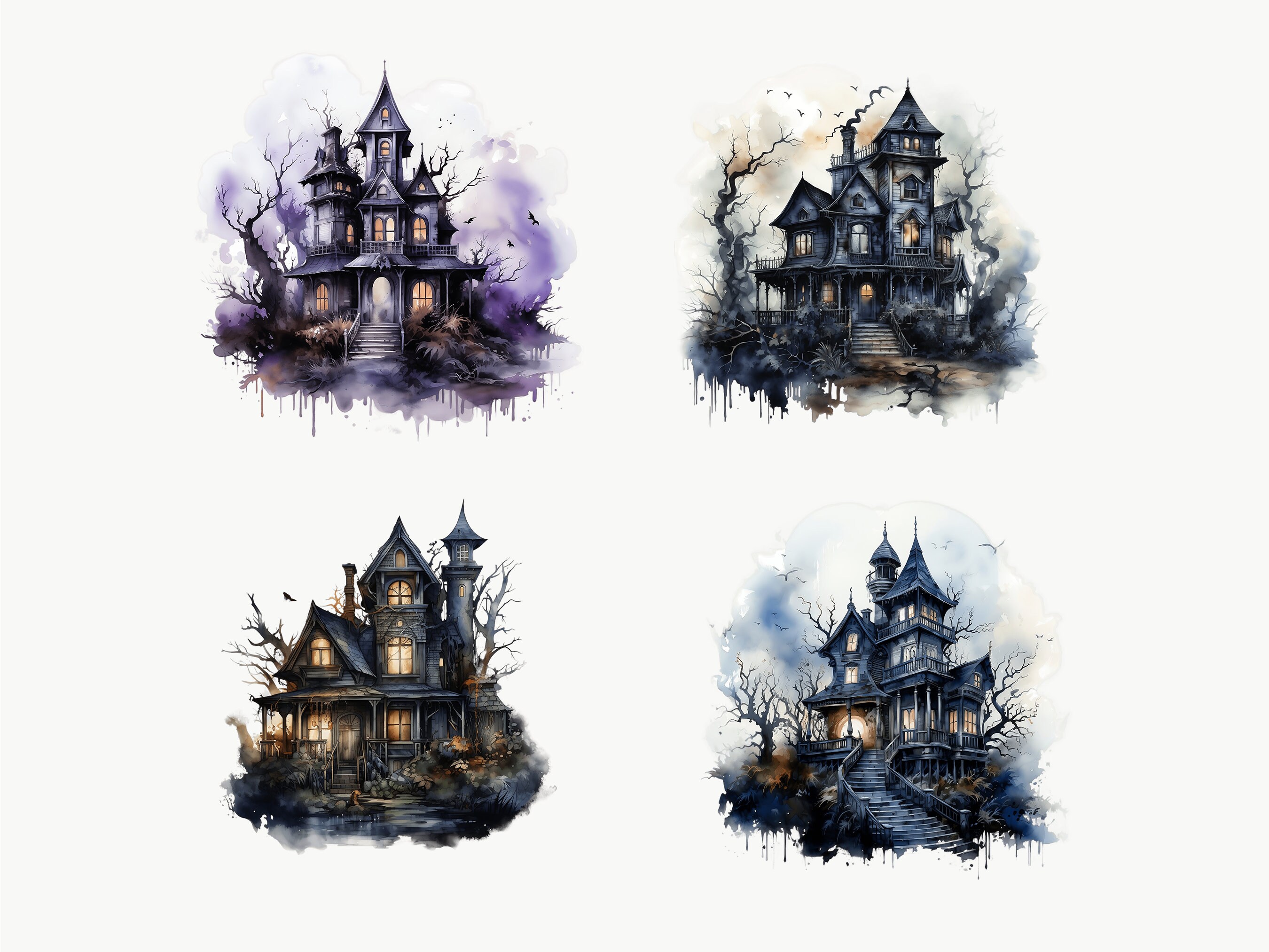 Haunted House Clipart 10 High Quality Transparent PNG Watercolor ...