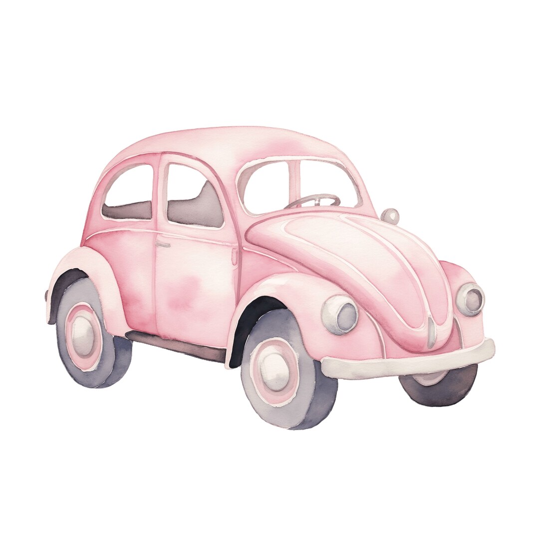 Watercolor Pink Car Print: Boho Baby Girl Nursery Decor (digital ...