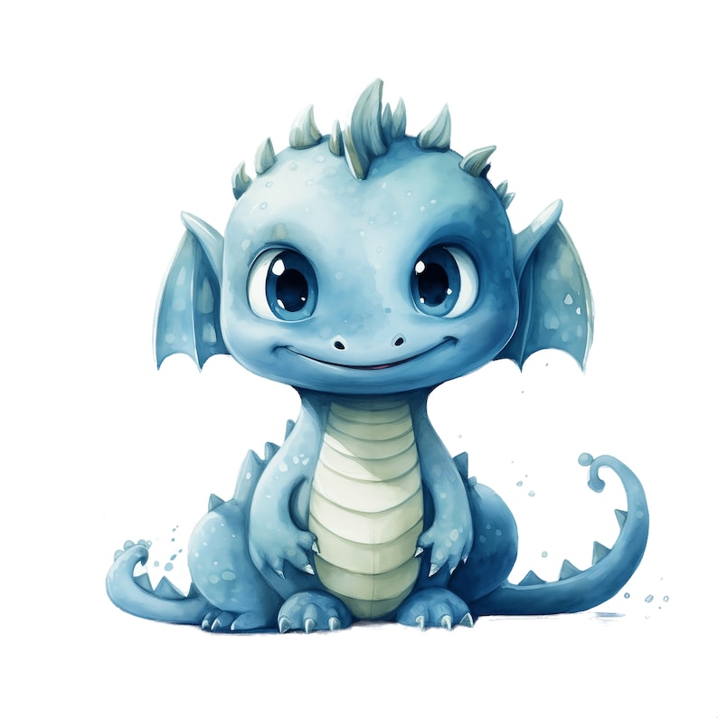 Cute Baby Dragon Clipart 10 JPG Watercolor Fantasy Dragon Clipart ...