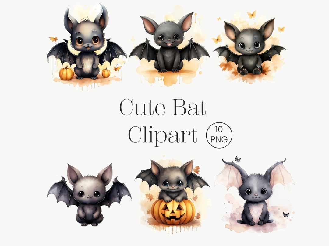 Halloween Bat Clipart, Cute Bat PNG, Spooky Collage Images, Watercolor ...