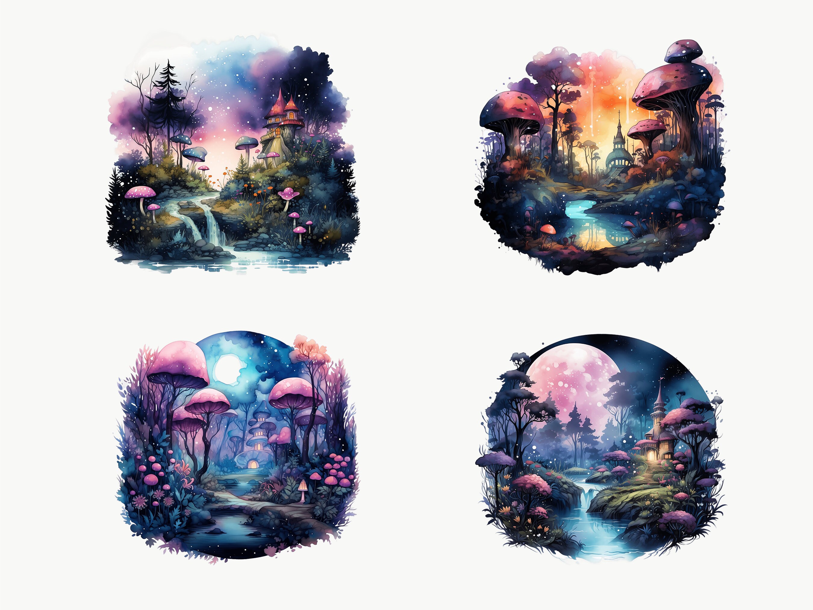 Magical Night Forest 10 High Quality Transparent PNG - Etsy