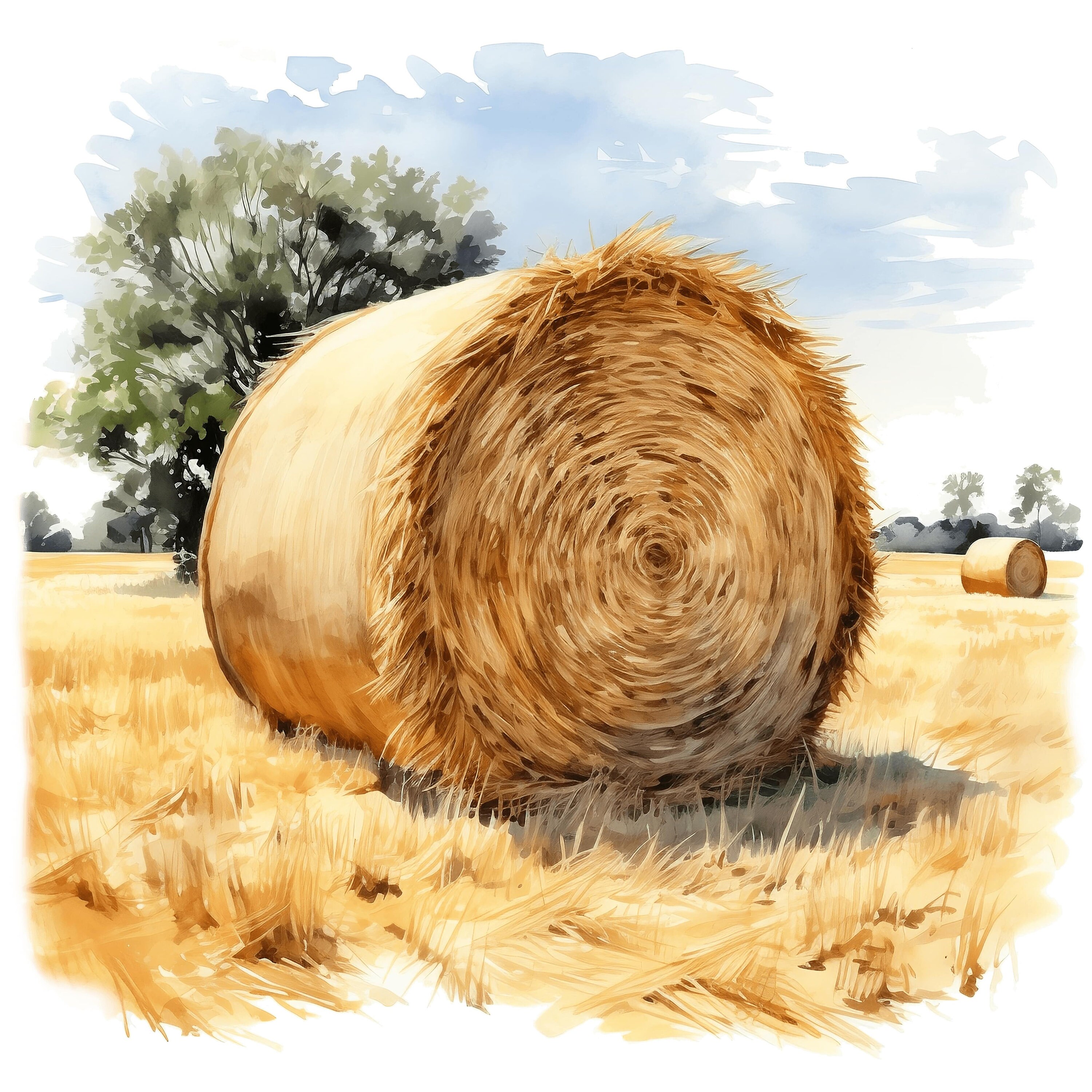 Bale of Hay Clipart Bundle | 10 JPG | Watercolor Farm Landscape ...