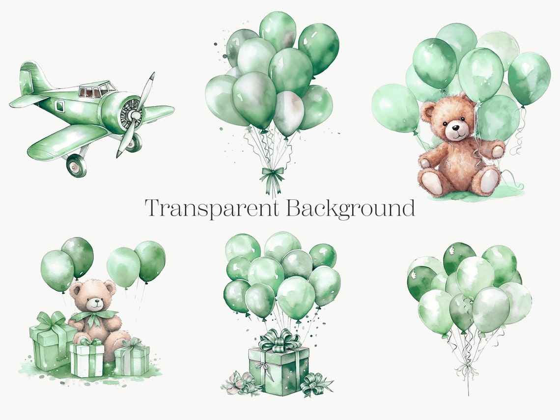 Watercolor Birthday Teddy Bear Clipart Collection for - Etsy