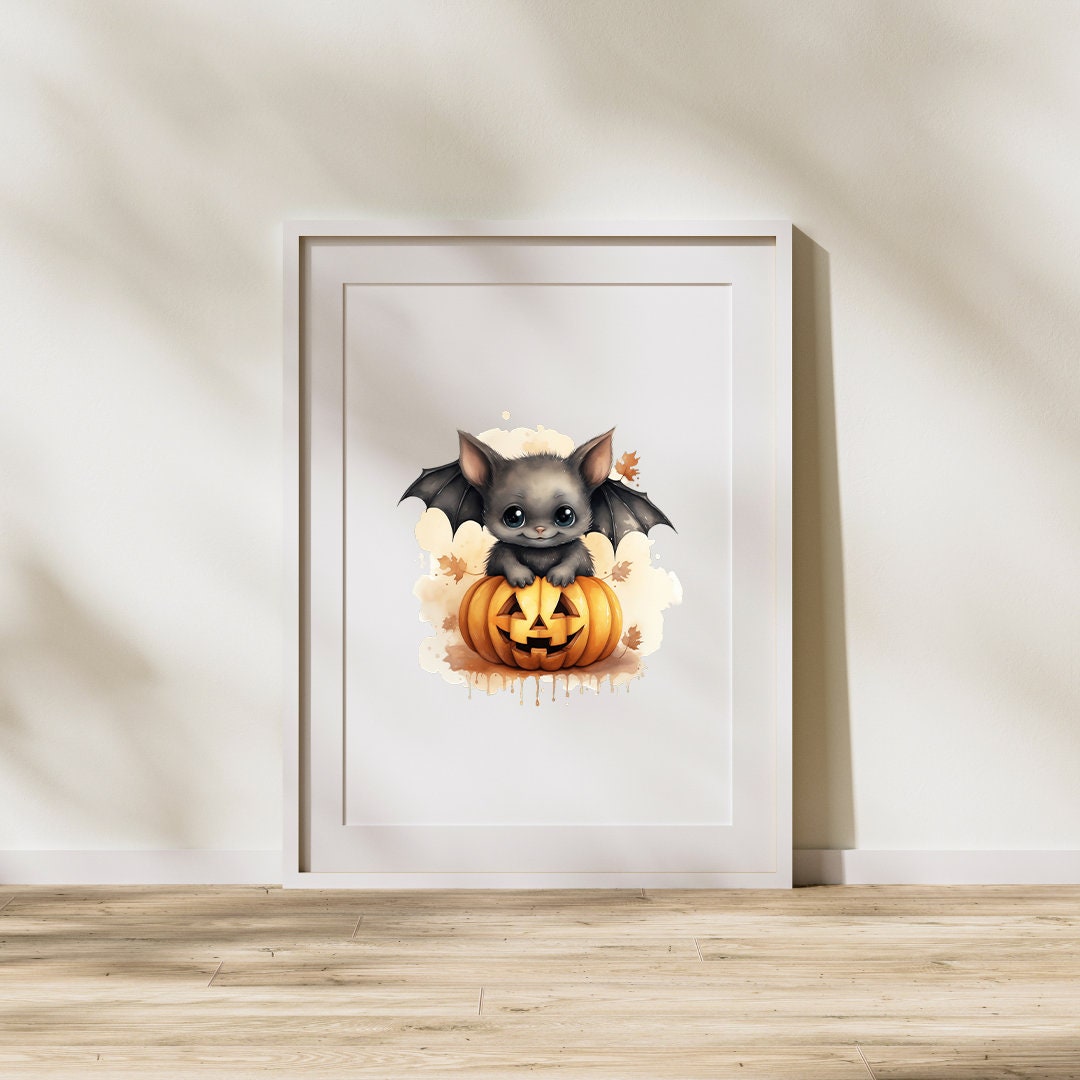 Halloween Bat Clipart, Cute Bat PNG, Spooky Collage Images, Watercolor ...