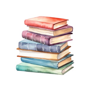 Colorful Books Clipart 10 JPG Watercolor Book Reading Education Painted ...