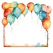 Watercolor Birthday Party Borders and Frames 10 JPG Balloons Clipart ...
