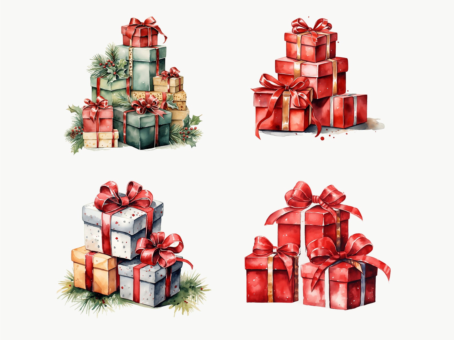 Christmas Gifts Watercolor | 10 High Quality Transparent PNG ...