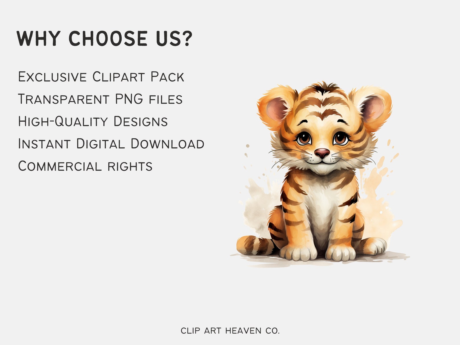 Watercolor Baby Tiger Clipart | 10 PNG Illustrations (digital Download ...