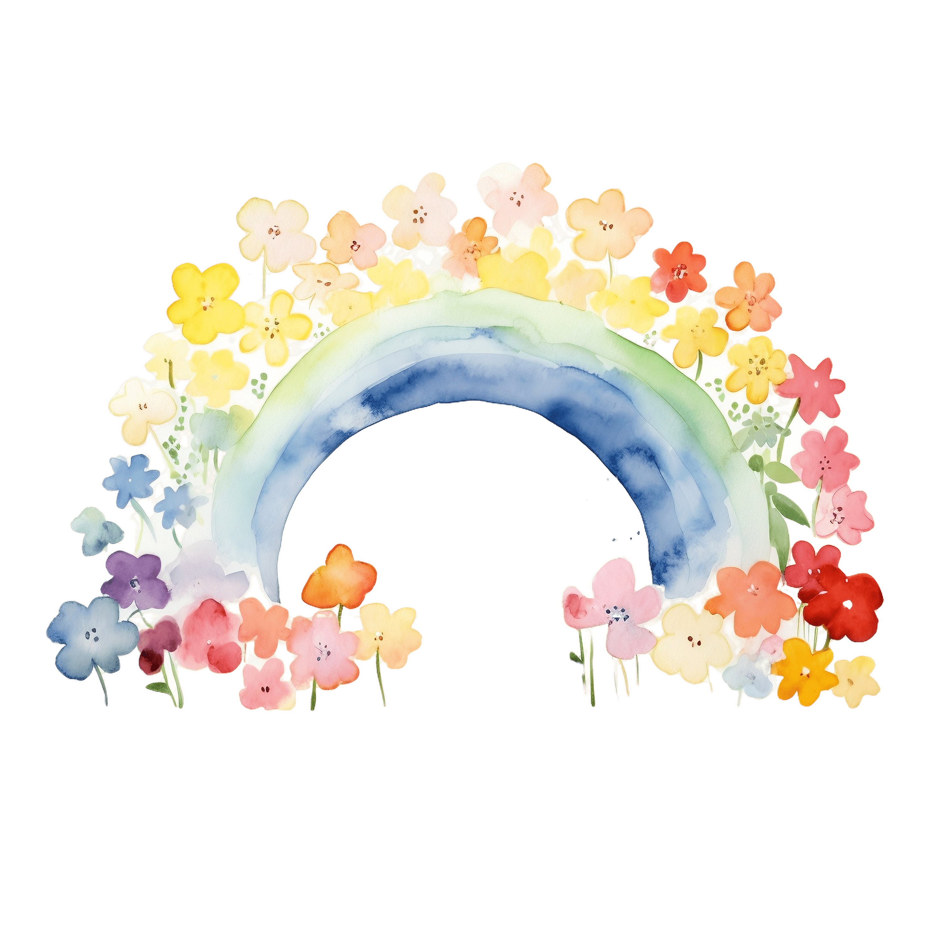 Watercolor Rainbow Clipart: Floral Nursery Art (digital Download) - Etsy UK