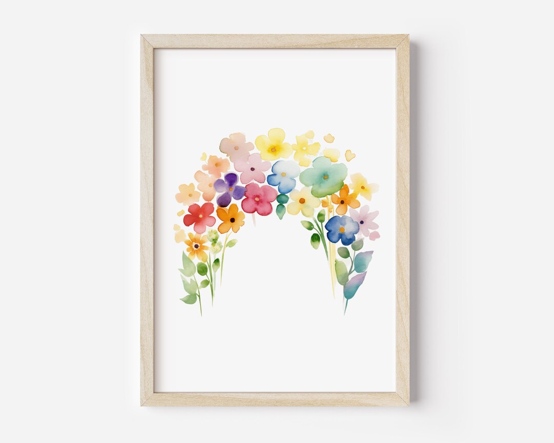 Flower Rainbow Wall Art, Printable Rainbow Nursery, Spring Printable ...