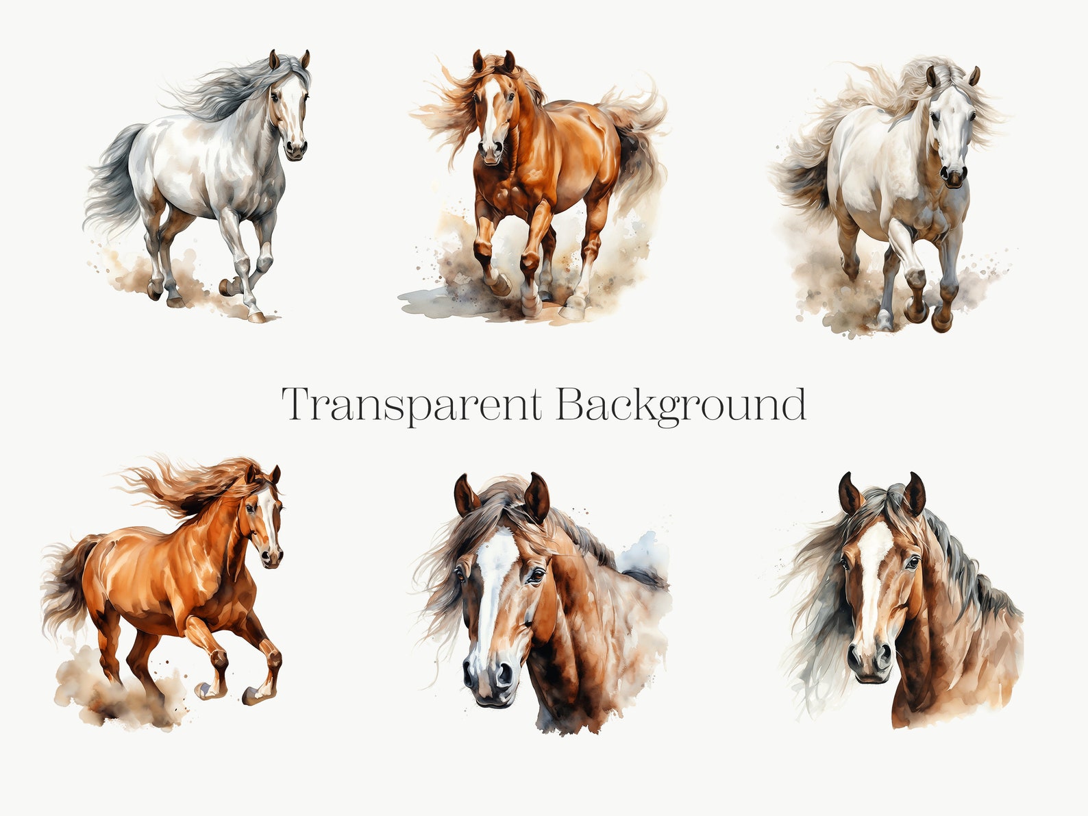 Watercolor Horse Clipart: Farm Animal Graphics (digital Download) - Etsy