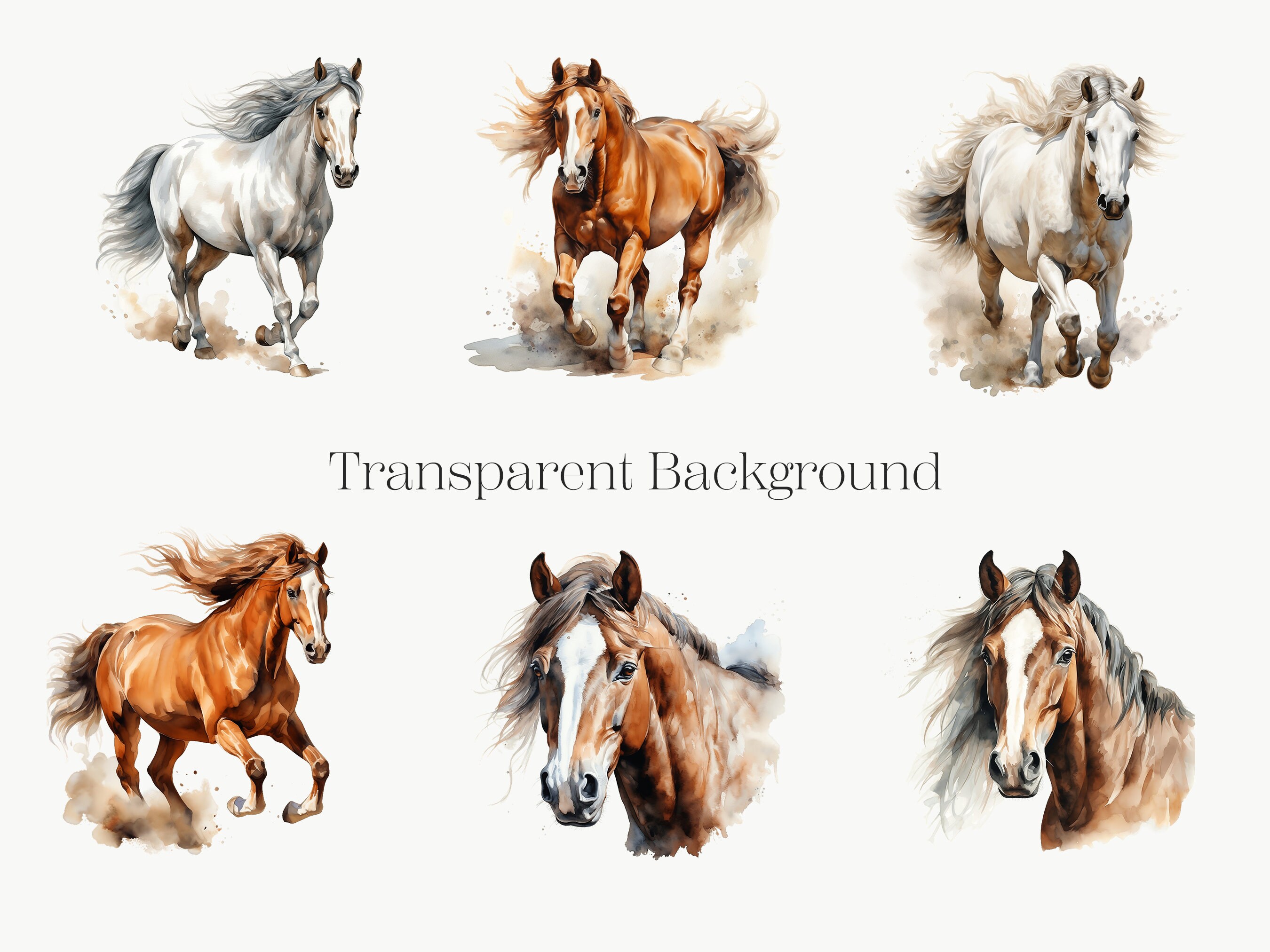 Watercolor Horse Clipart: Farm Animal Graphics (digital Download) - Etsy