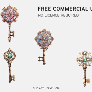 Steampunk Key Clipart | 10 Transparent PNG | Steampunk Art, Watercolor ...