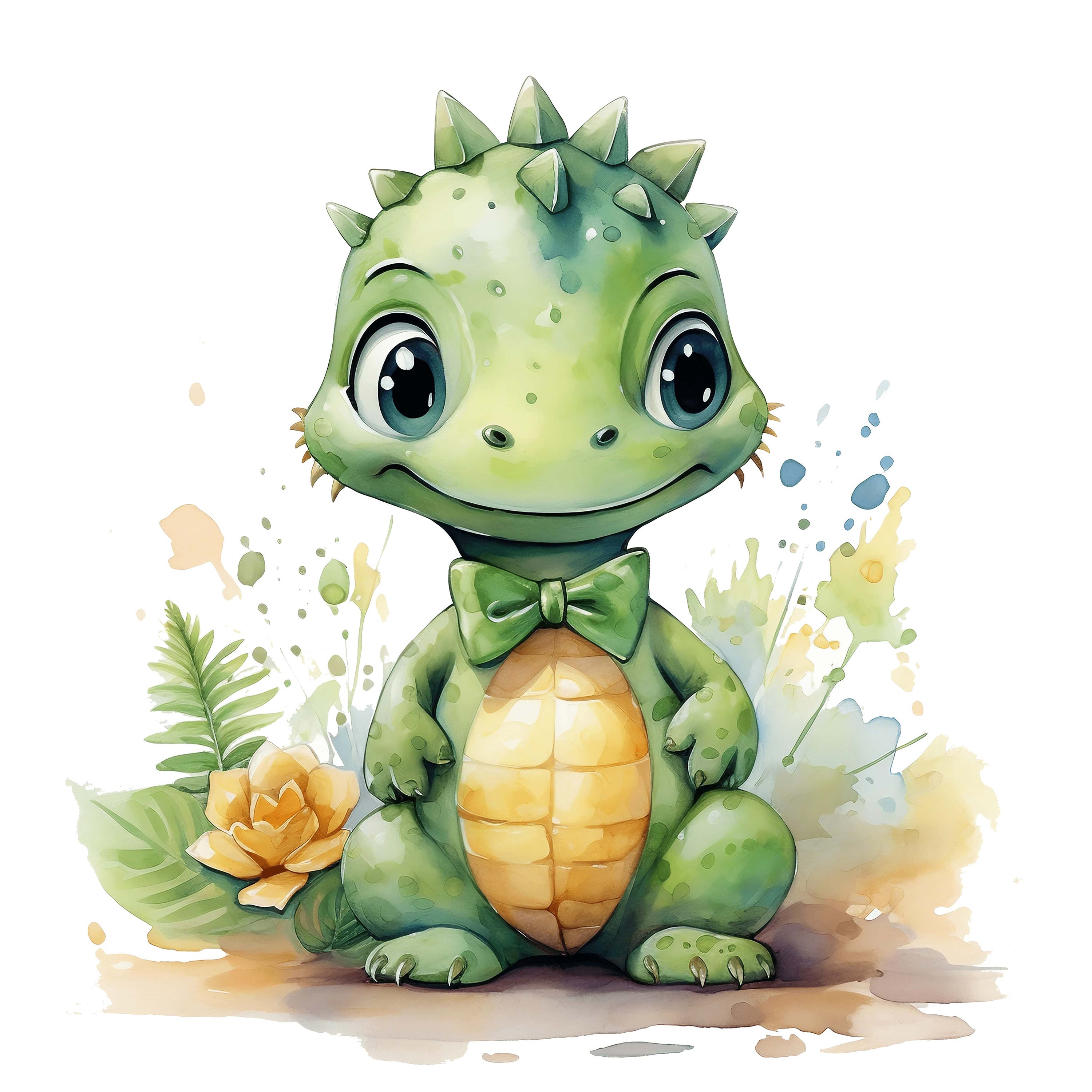 Cute Dino Watercolor Clipart 10 Dinosaur Baby Showers JPG - Etsy