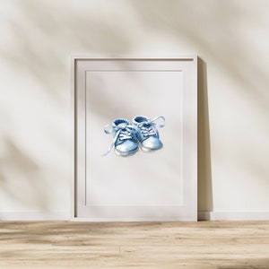 Watercolor Baby Boy Shoe Clipart | 10 PNG | Newborn Nursery PNG Baby ...