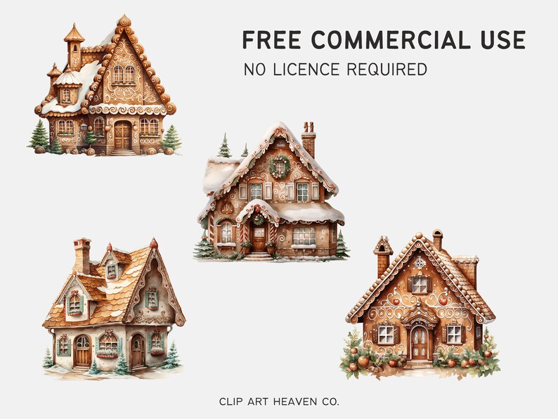 Watercolor Gingerbread House Clipart: Christmas PNG Graphics (10 Files ...