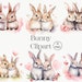 Bunny Love Clipart 10 PNG Watercolor Rabbit Clipart Printable ...
