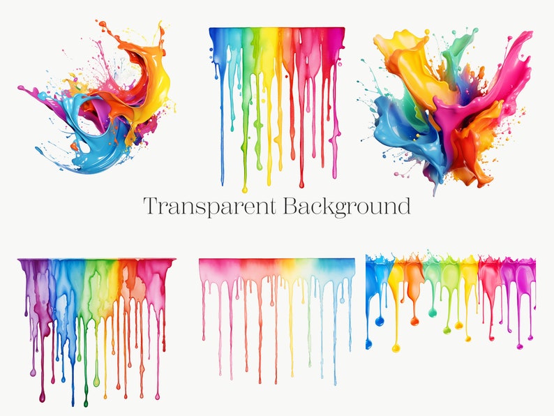 Rainbow Watercolor Drips Clipart 10 PNG Colorful Dripping Border ...