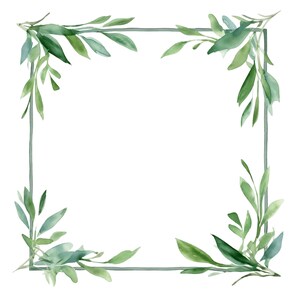 Watercolor Greenery Frames: Botanical Leaf Clipart (digital Download ...