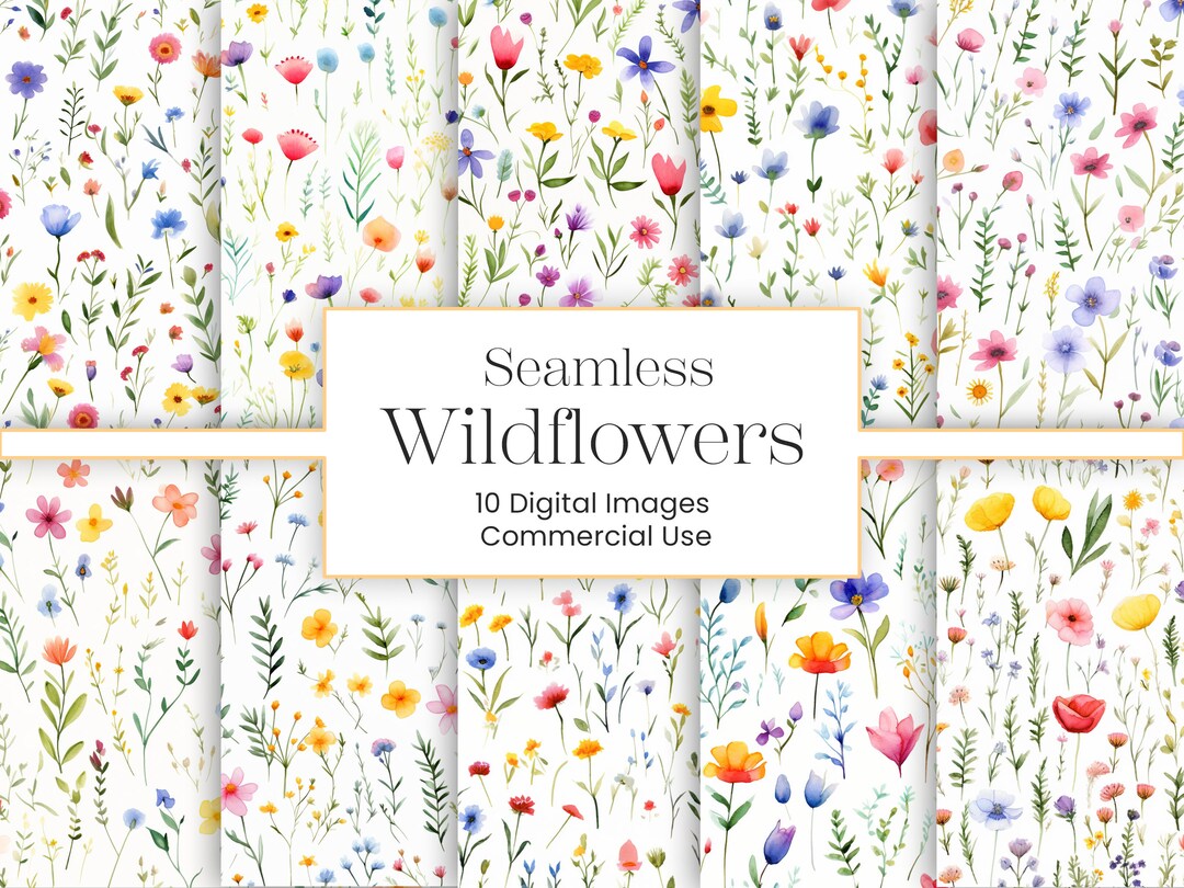 Wildflower Seamless Patterns | 10 JPG | Wildflower Digital Paper Dainty ...