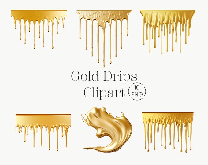 Gold Dripping Borders PNG: Clipart Overlays (digital Download) - Etsy ...