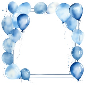 Watercolor Birthday Party Borders and Frames 10 JPG Clipart Bundle ...