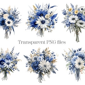 Blue Wedding Bohemian Wild Flowers | Bridal Bouquet Flowers Clipart - Etsy
