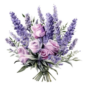 Lavender Clipart Purple Flower Bouquet | 10 High Quality JPG | Provence ...