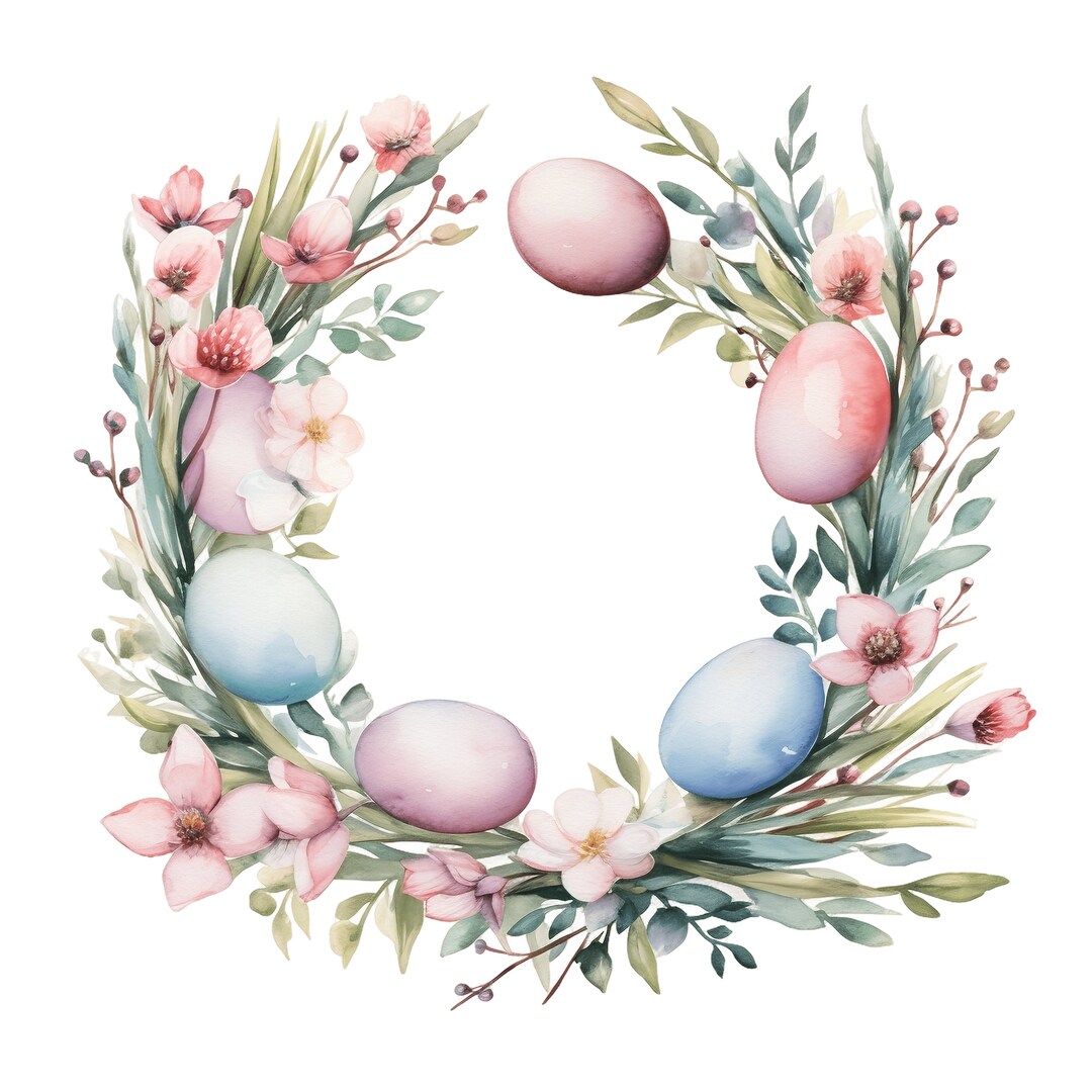 Watercolor Easter Clipart 10 JPG Easter Egg Graphics, Floral, Easter ...