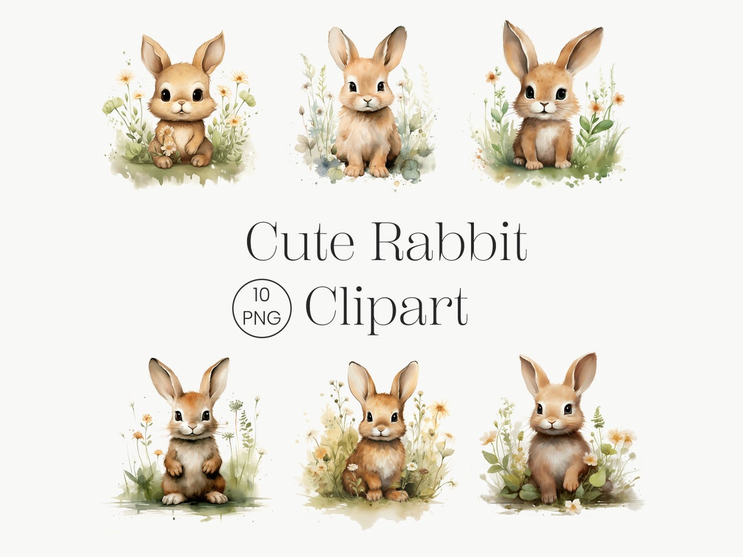 Cute Rabbits Clipart, 10 High Quality PNG, Bunny Clipart, Rabbit PNG ...