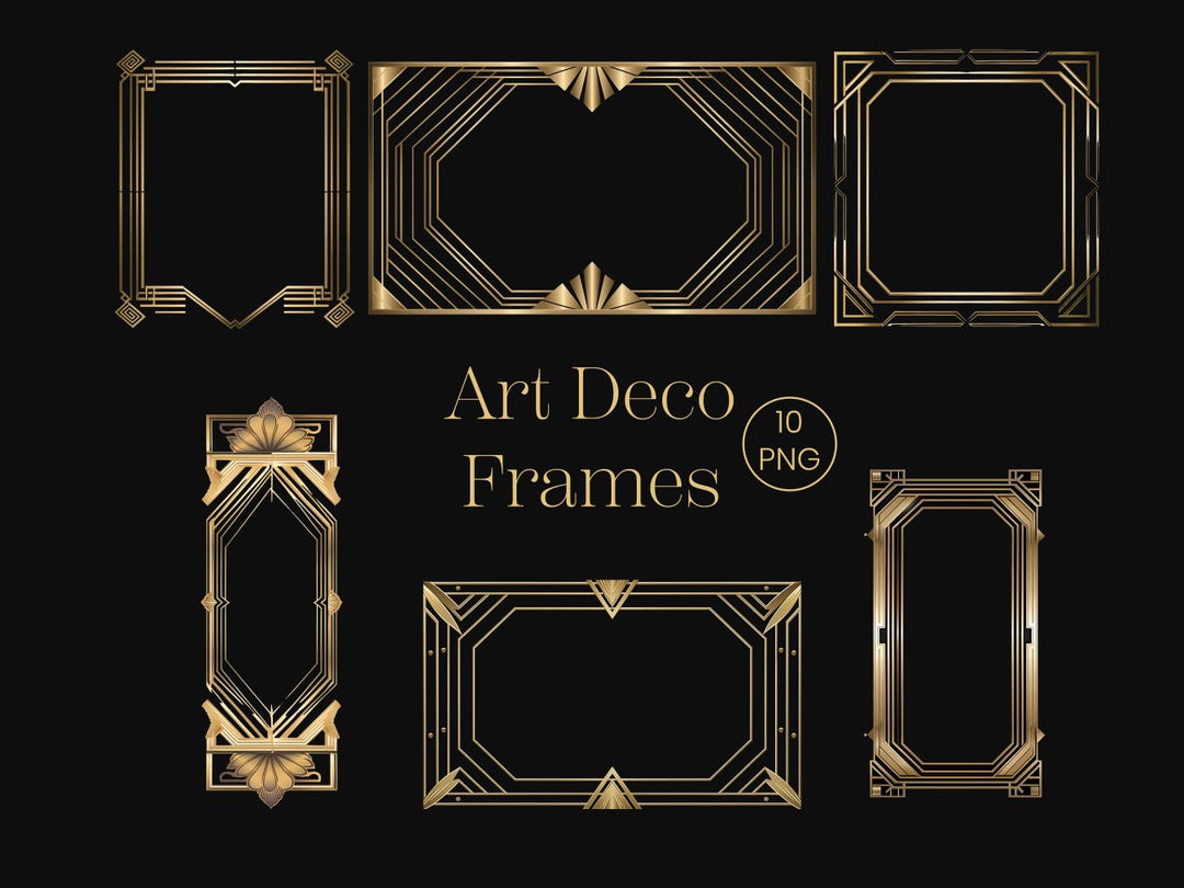Gold Art Deco Frames Clipart - Transparent PNG Golden Vintage Retro ...