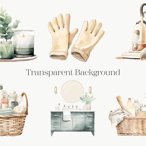 Housekeeping Clipart | 10 PNG | Digital Download Watercolor Cleaning ...