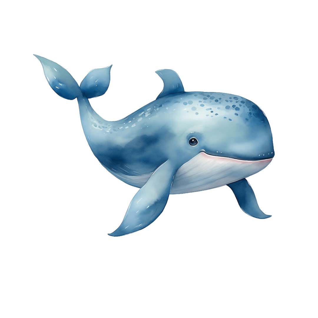 Watercolor Whale Clipart, Whale Clipart, Nursery Decor, Baby Wall Art ...