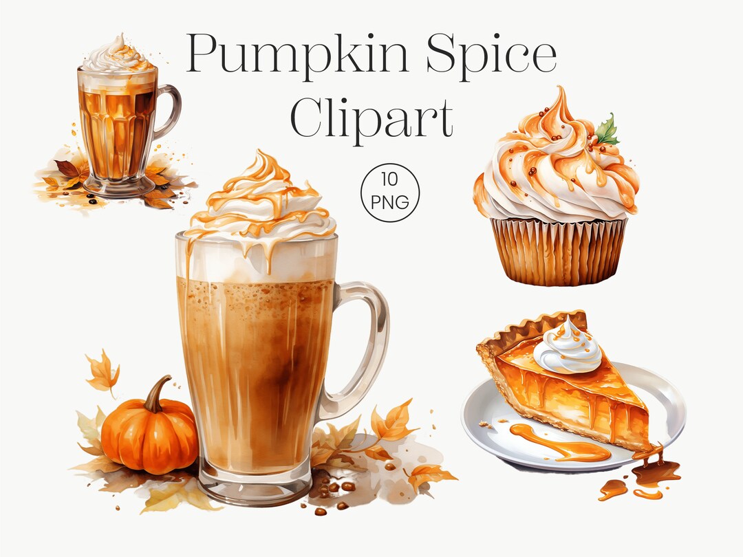 Pumpkin Spice Watercolor Clipart Bundle | 10 High Quality Transparent ...