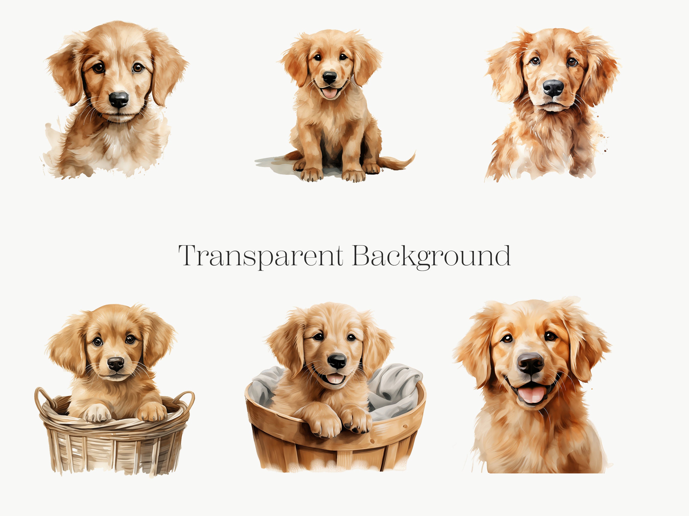 Golden Retriver Puppy Clipart 12 High Quality PNG Cute Dog - Etsy