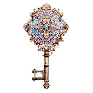 Steampunk Key Clipart | 10 High Quality JPG | Steampunk Art, Watercolor ...