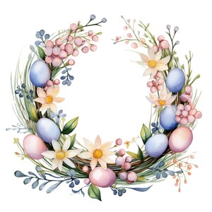 Watercolor Easter Clipart 10 JPG Easter Egg Graphics, Floral, Easter ...