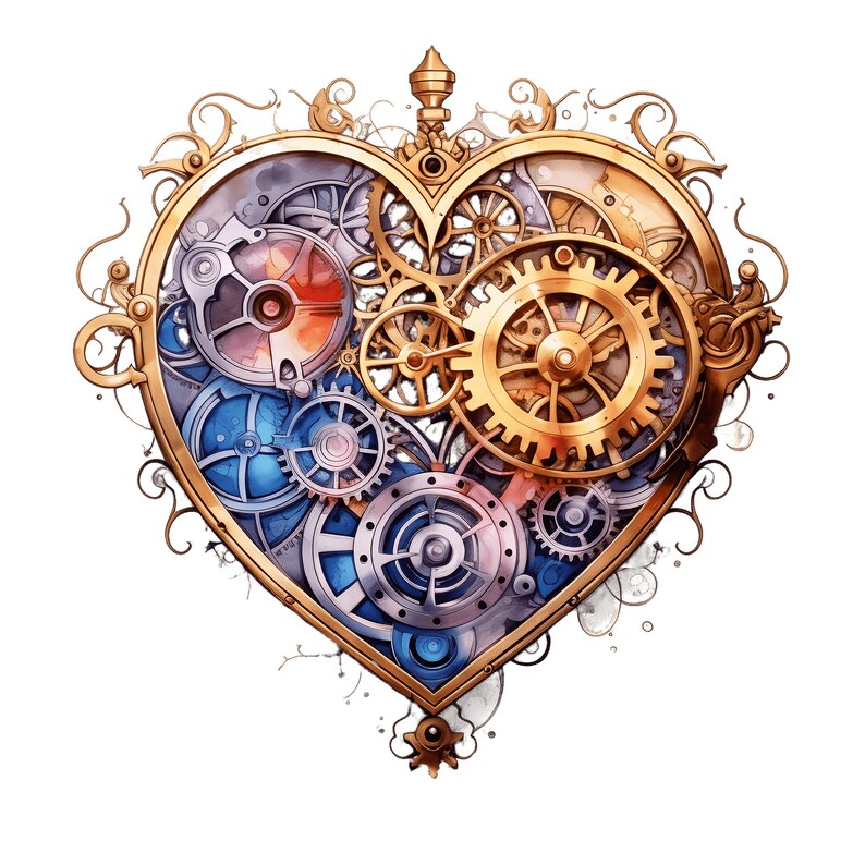 Steampunk Heart Clipart 10 High Quality JPG Heart Clipart - Etsy